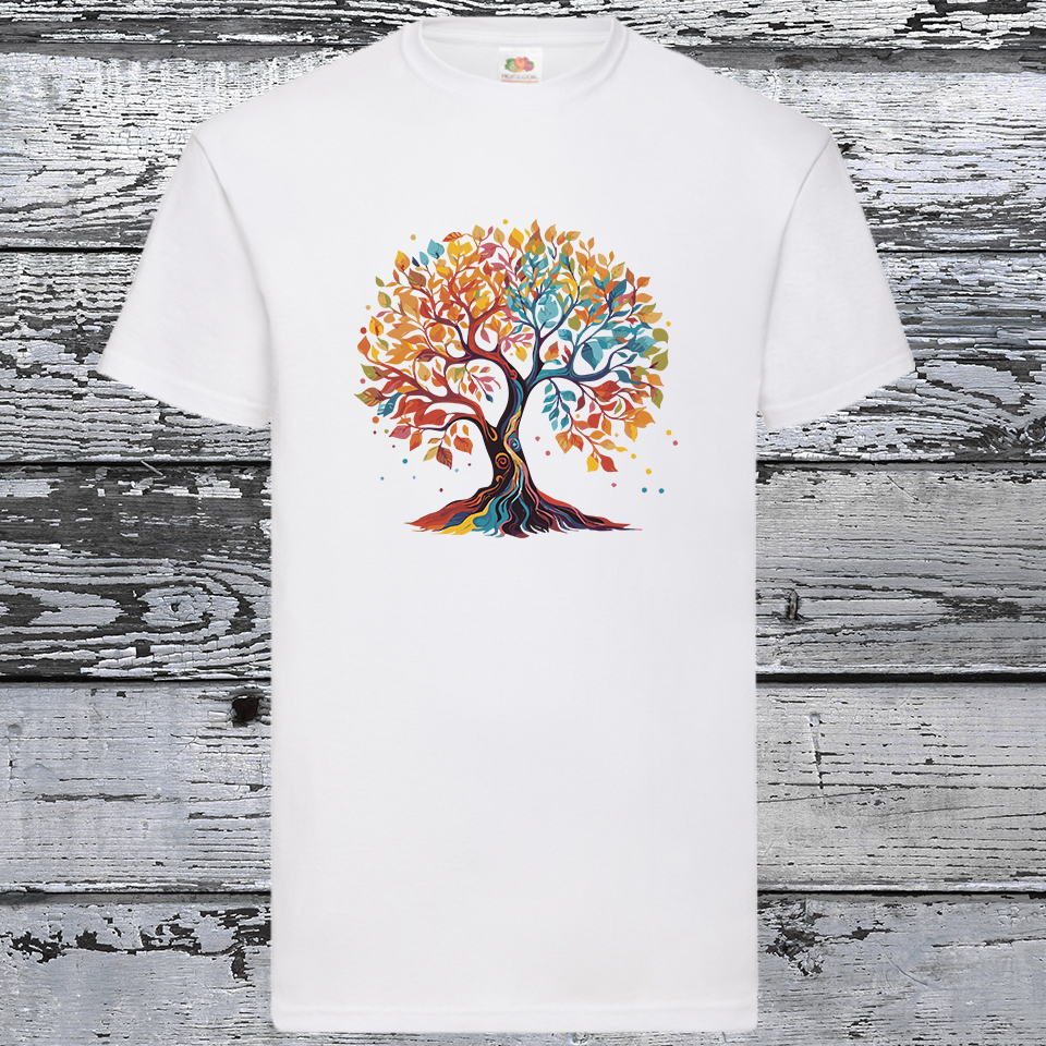 Életfa színes illusztráció, jóga, spirituális, természet minta